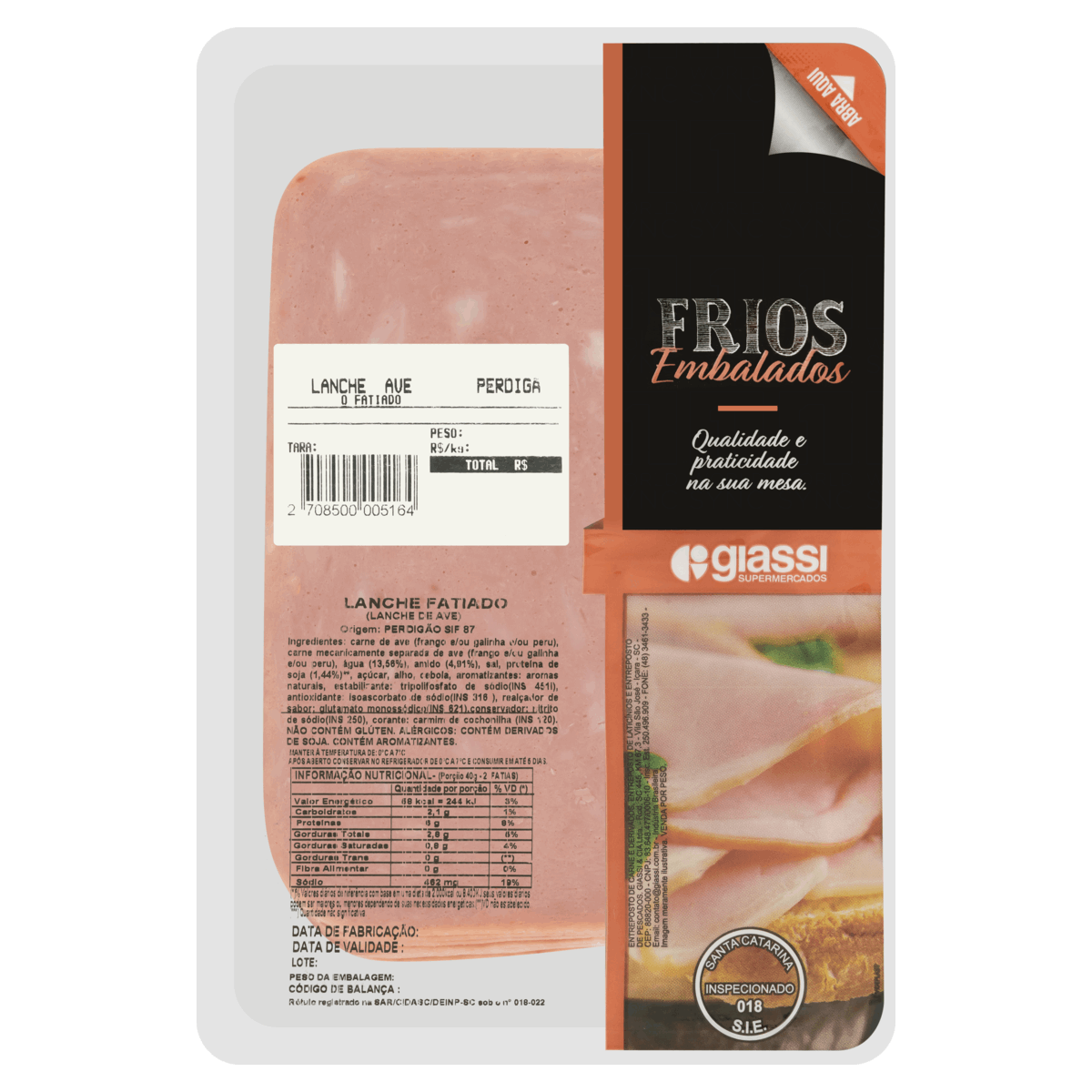 Lanche de Ave Fatiado Perdigão Kg - giassi - Giassi Supermercados