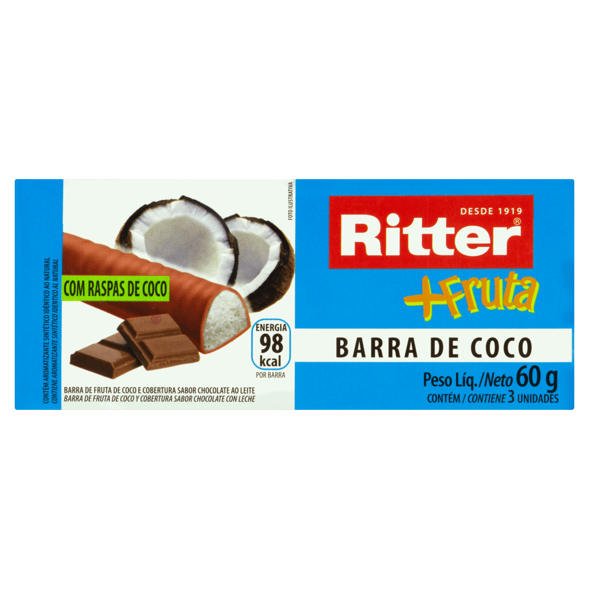 Pack Barra de Frutas Coco Ritter Pacote 60g 3 Unidades - giassi ...