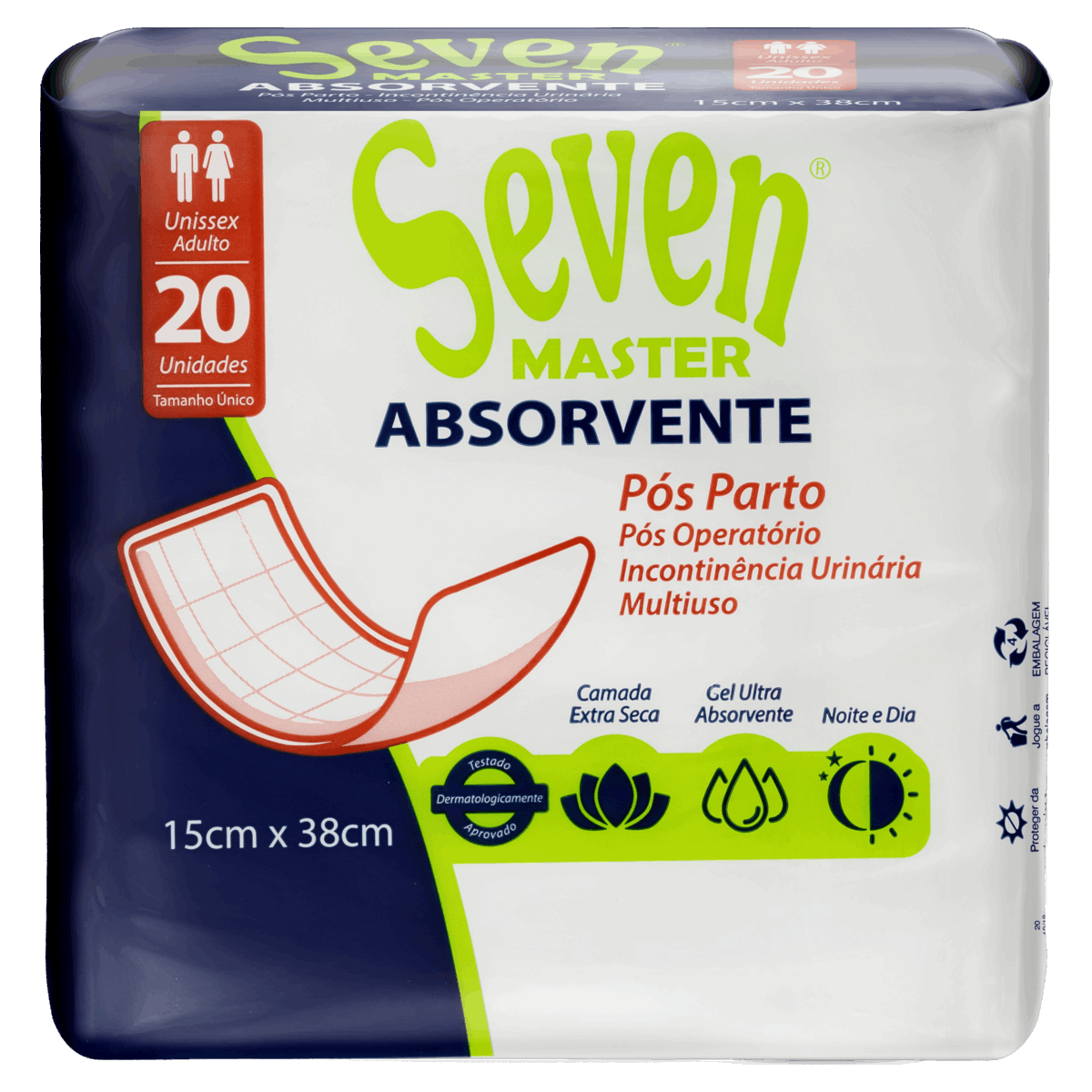 Absorvente Pós-Parto Noite e Dia Extra Seca Seven Master Único Pacote ...