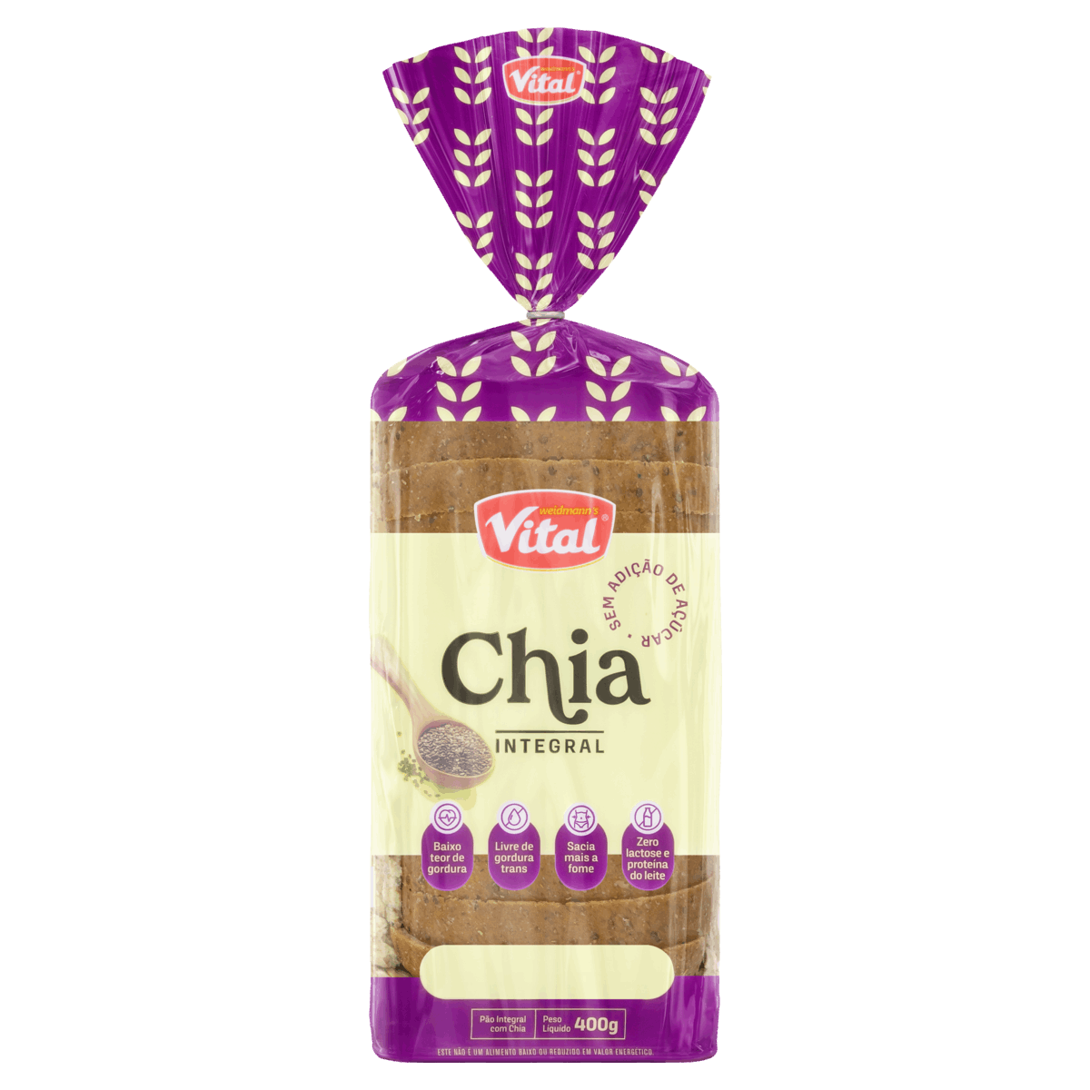 Pão Integral Chia Zero Lactose Vital Pacote 400g - giassi - Giassi ...