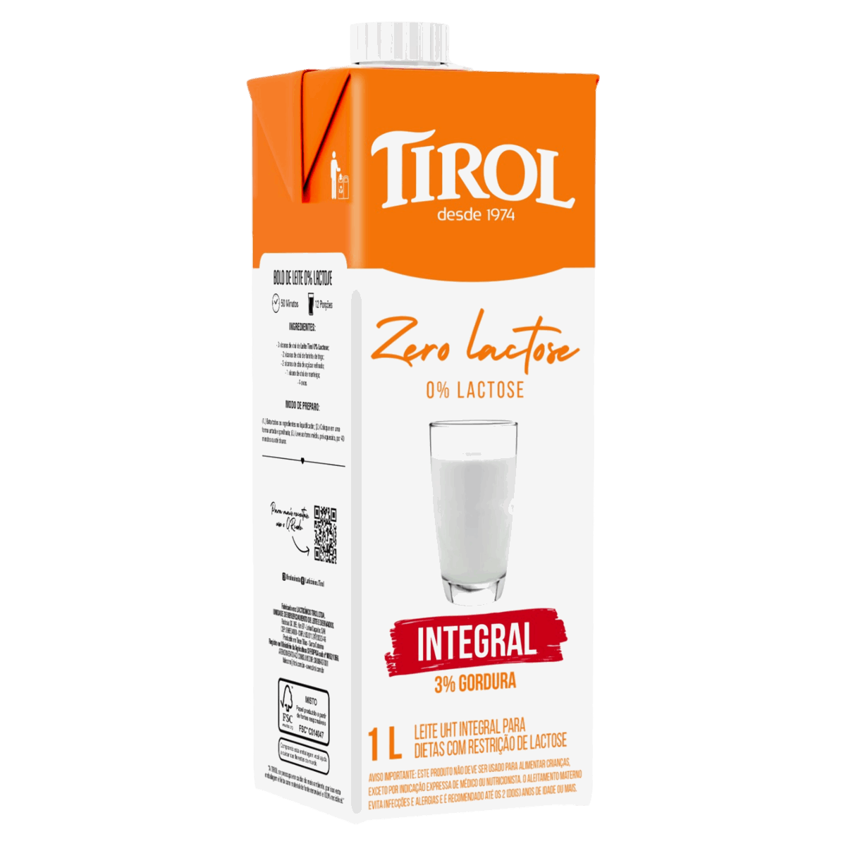 Leite UHT Integral Zero Lactose Tirol Caixa com Tampa 1l - giassi ...