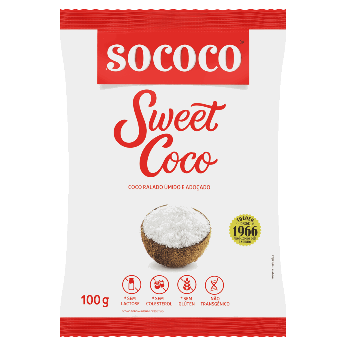 Coco Ralado Úmido Adoçado Sococo Sweet Coco Pacote 100g - giassi ...