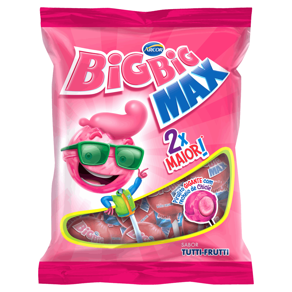 Pirulito Tutti Frutti Recheio Chicle Big Big Max Pacote 600g - giassi ...
