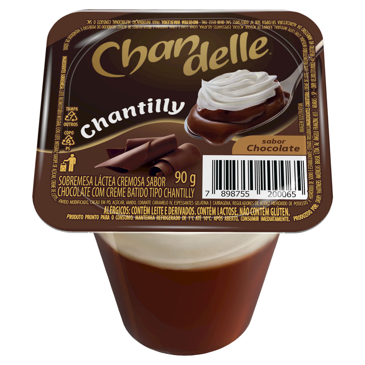 Sobremesa Láctea com Chantilly Chocolate Chandelle Copo 90g - giassi ...
